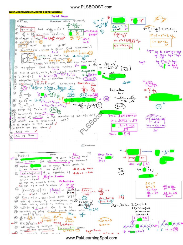 NUST NET Past Papers 2025 Pls | PDF | Multiplication | Mathematics