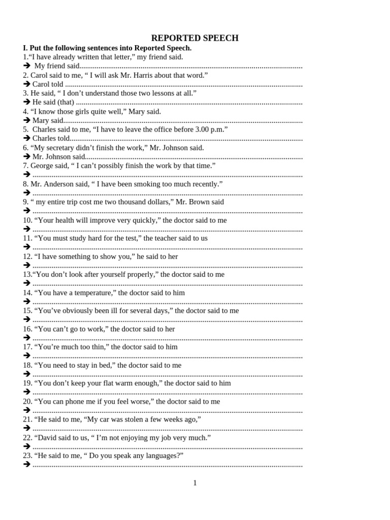 Reported Speech - Questions | PDF