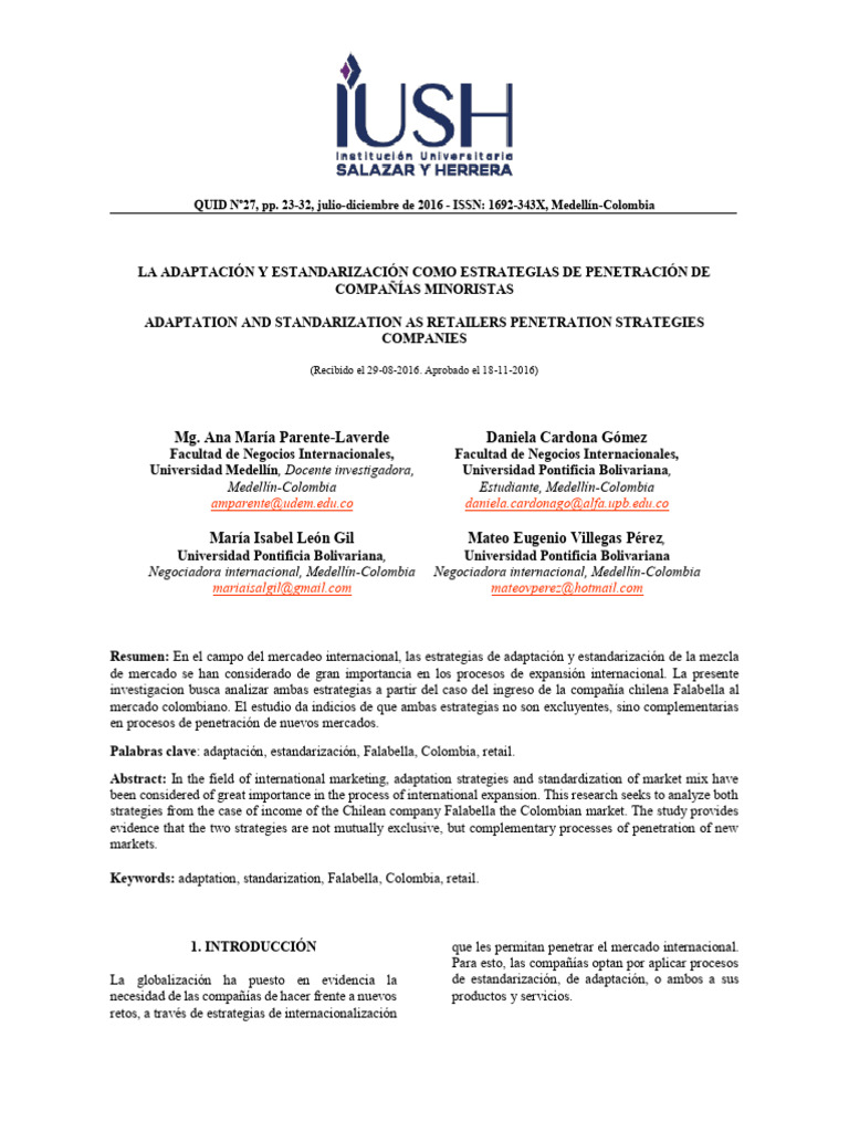 Mg. Ana María Parente-Laverde Daniela Cardona Gómez | PDF | Marketing ...