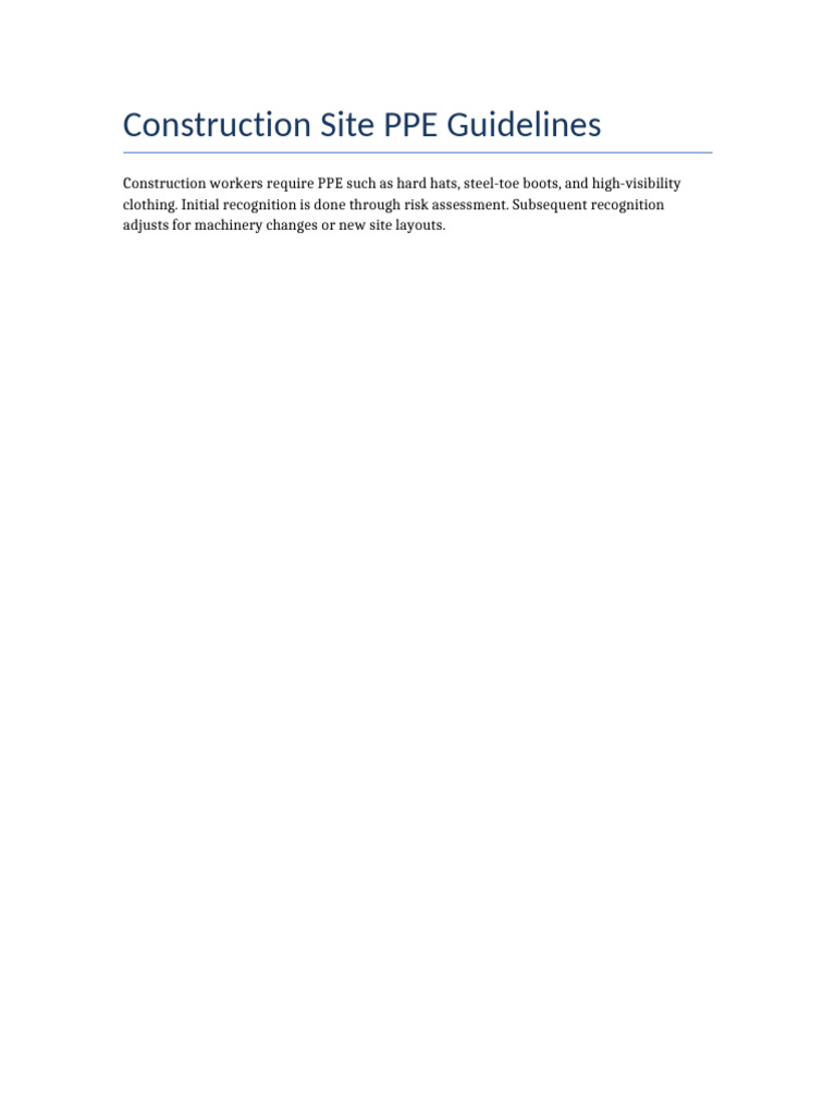 Construction Site PPE Guidelines | PDF