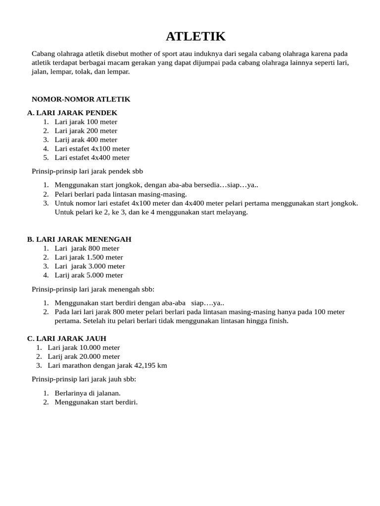 2024-2025 Materi Atletik | PDF