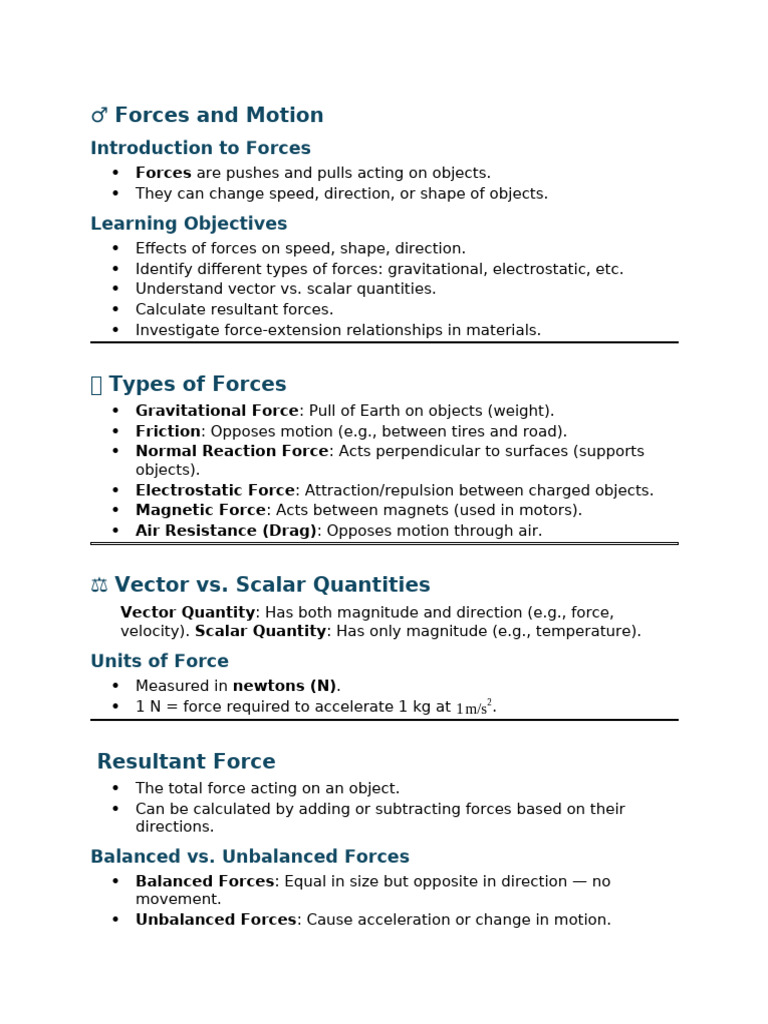 Thetawave.ai - 1.2 Forces and Shape (Concise) | PDF | Force | Friction