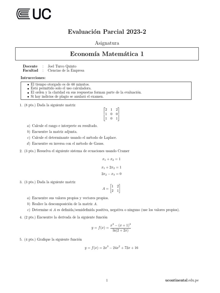 EvaluacionParcial EcoMate1 2023-2 | PDF