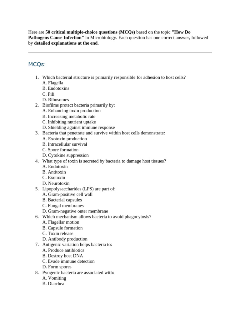 Microbiology MCQ Questions For National Diploma Nursing | PDF | Bacteria | Lipopolysaccharide
