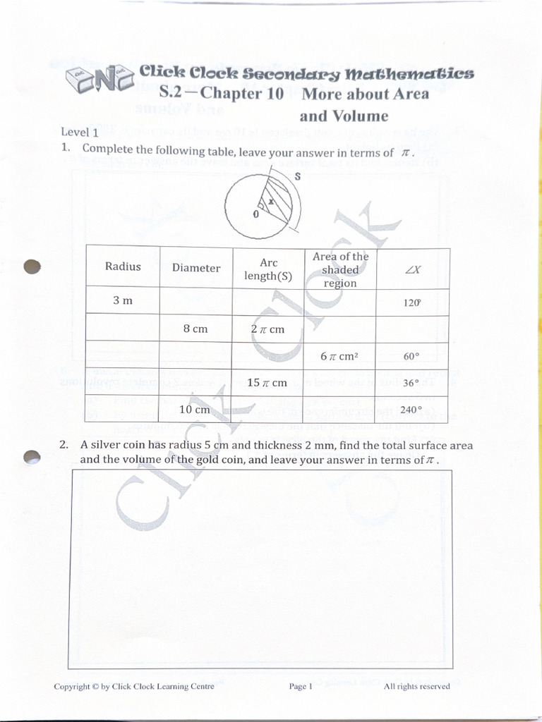 Area and Volume | PDF