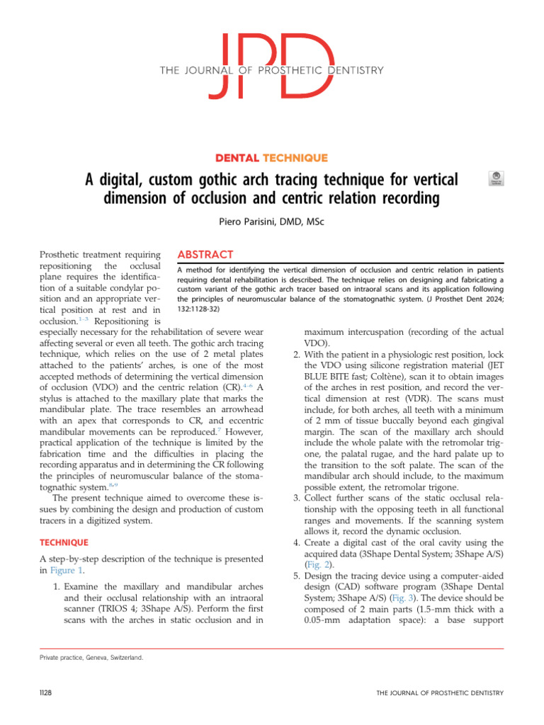 Digital Gothic Arch Tracing Technique | PDF | Dentistry Branches