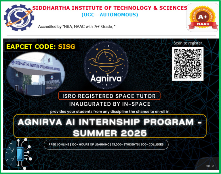 ISRO Registered Space Tour - Agnirva AI Internship Program - Summer ...