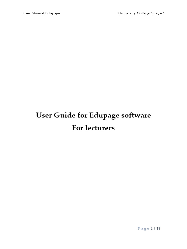 Edupage User Manual for Lecturers | PDF | Ios | Software