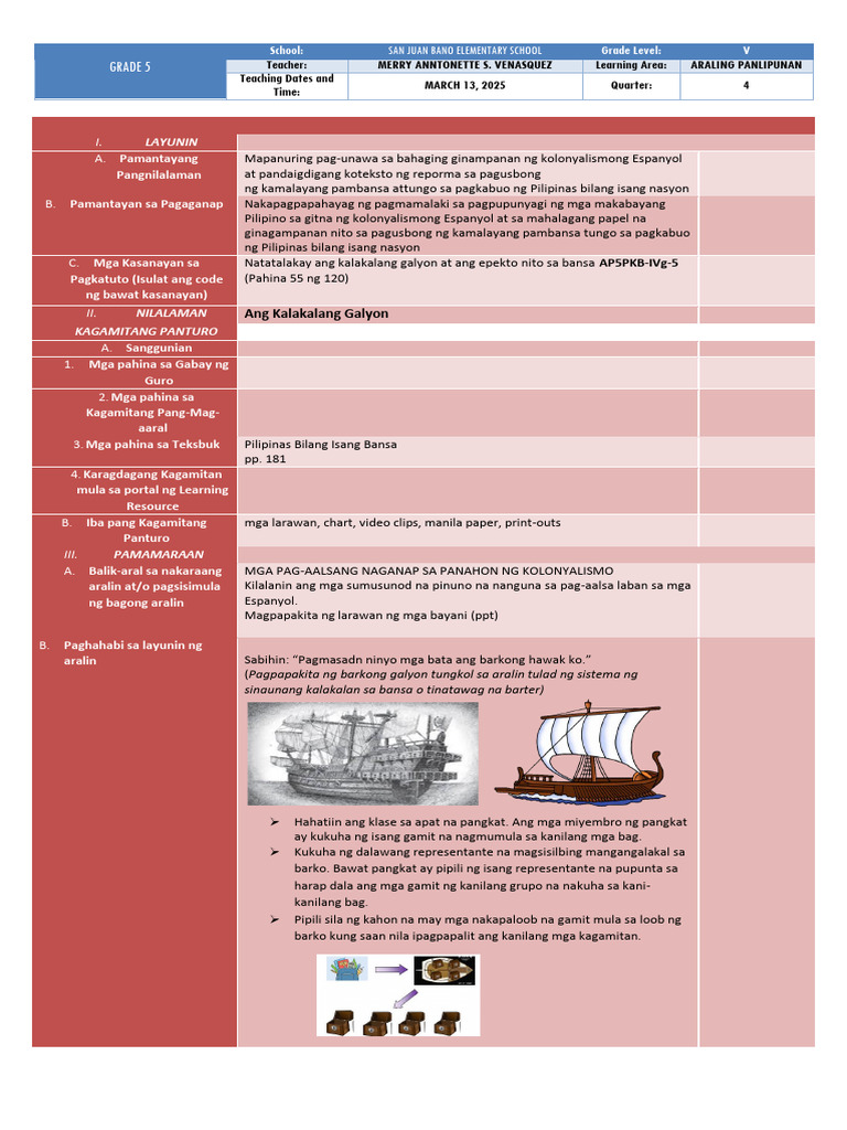 Araling Panlipunan For Cot q4 (LESSON PLAN) | PDF