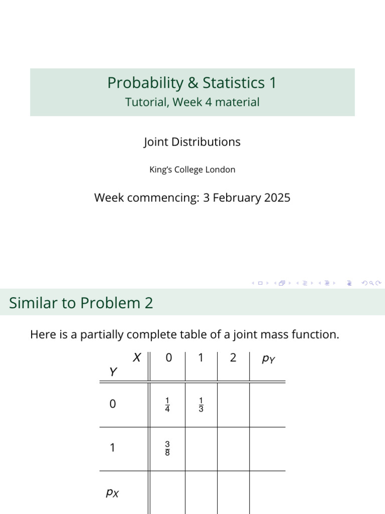 PS1 2025 Tutorials Week4 | PDF | Probability | Applied Mathematics