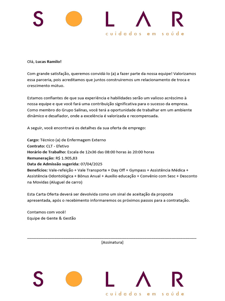 Carta Proposta - Lucas Ramilo | PDF