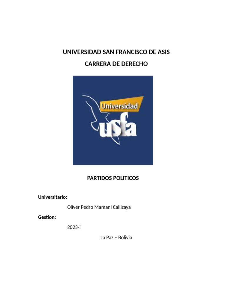 Oliver Pedro 1 UNIVERSIDAD SAN FRANCISCO DE ASIS | PDF | Ciencias Políticas