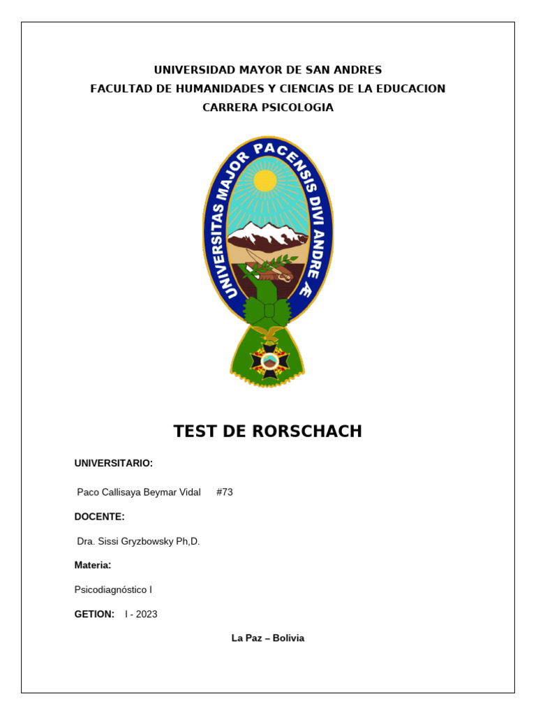 Test de Rorschach | PDF | Osos