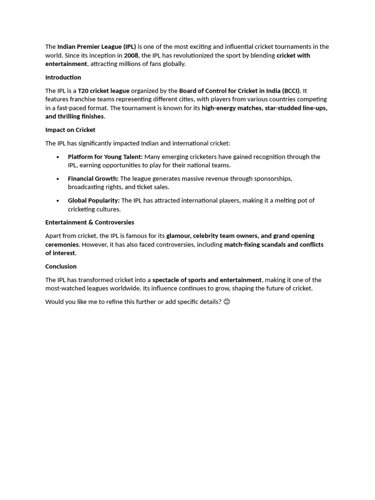 Impact of IPL on Global Cricket | PDF