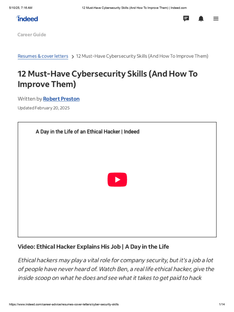 12 Must-Have Cybersecurity Skills (And How To Improve Them) | PDF ...