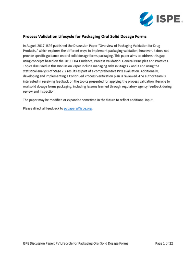 ISPE_PV_Packaging for OSD Forms DP | PDF | Confidence Interval | Statistics