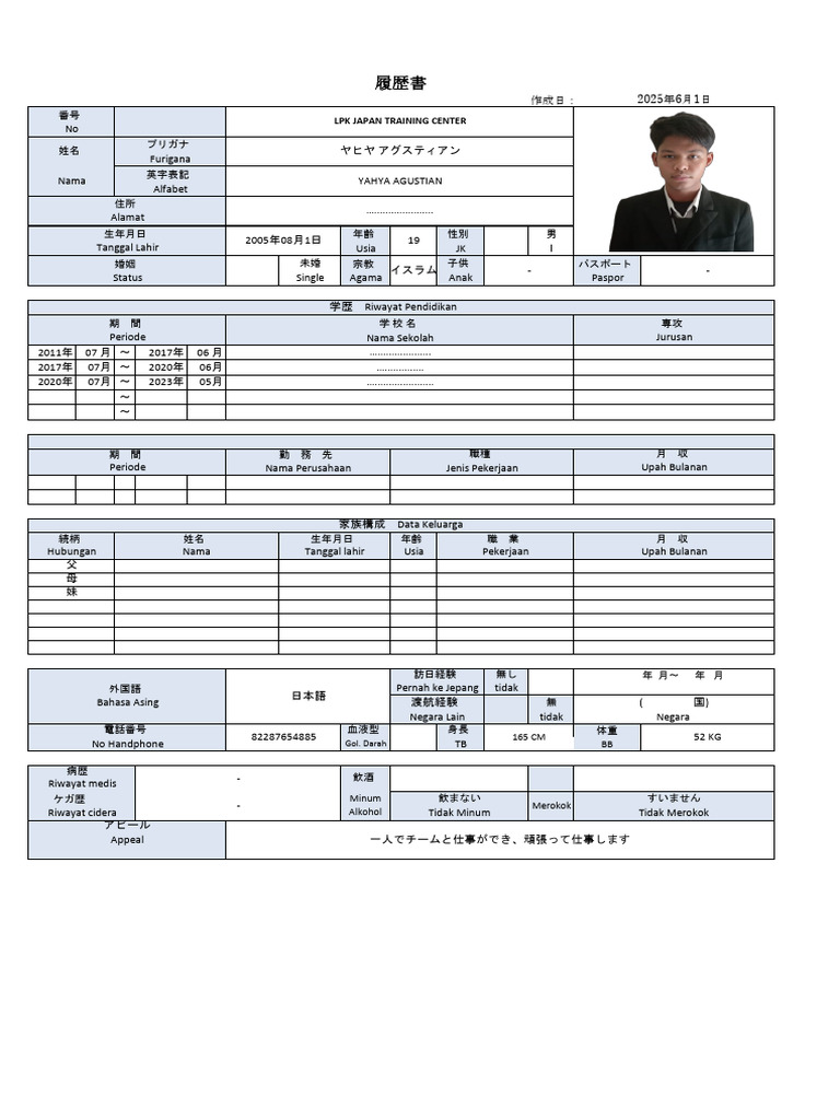 Contoh CV Bahasa Jepang | PDF