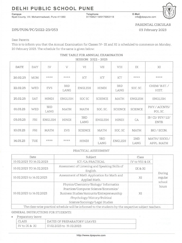 Circular Annual Exam 202223 | PDF