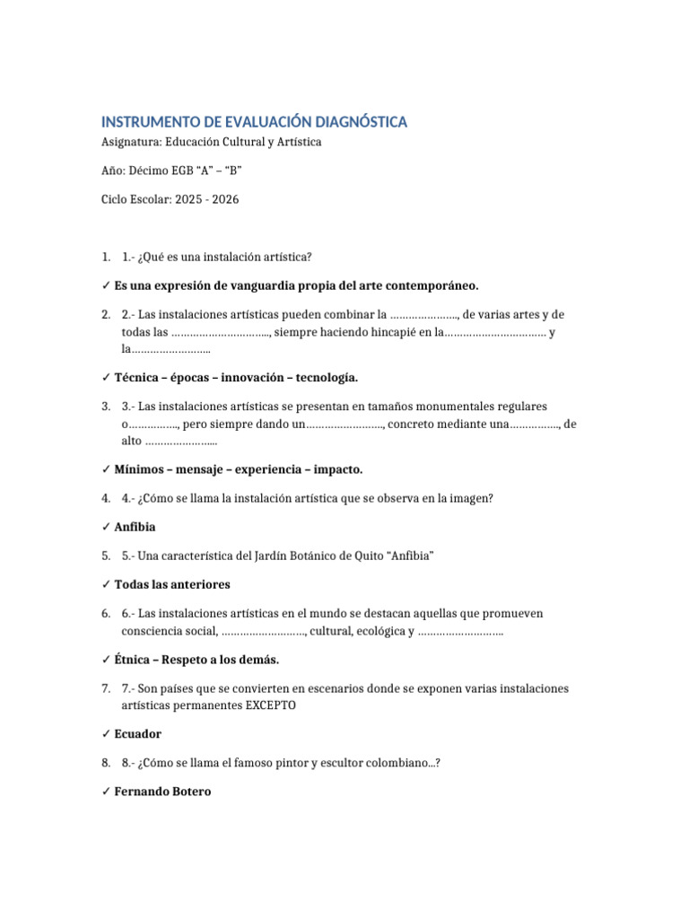 Evaluacion Diagnostica Resuelta | PDF