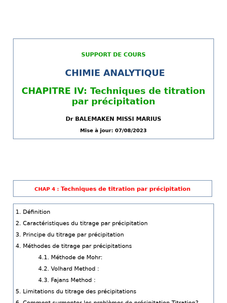 Chap 4 Titrages ISTAS | PDF | Titrage | Chimie