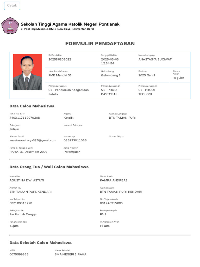 Pendaftaran S1 di STAKN Pontianak | PDF