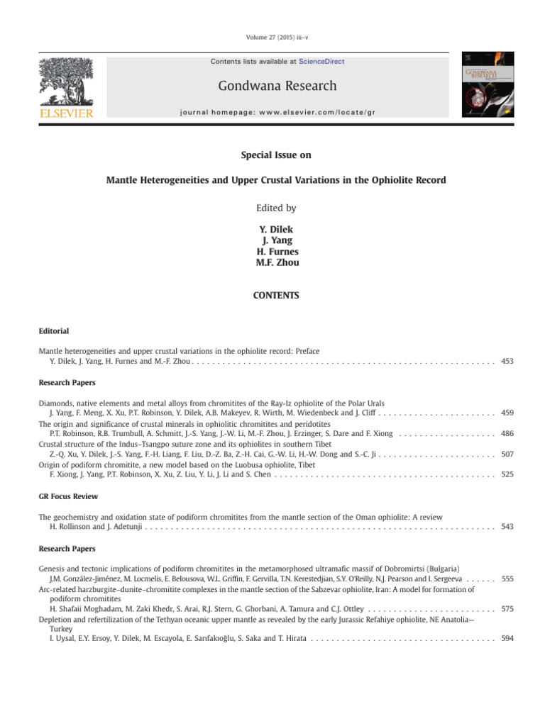 Special Issue Title and Contents Page 2015 Gondwana Research | PDF ...