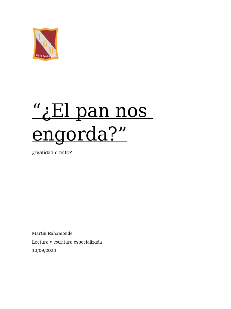 El Pan Nos Engorda | PDF | Dieta | Panes