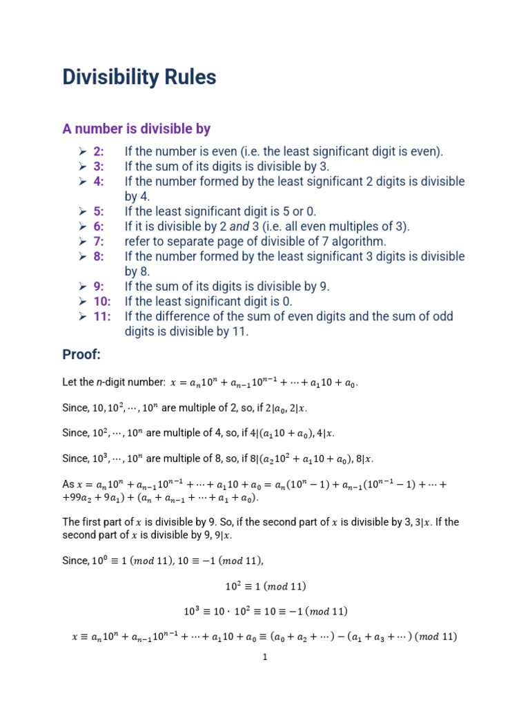 Divisibility Rules | PDF