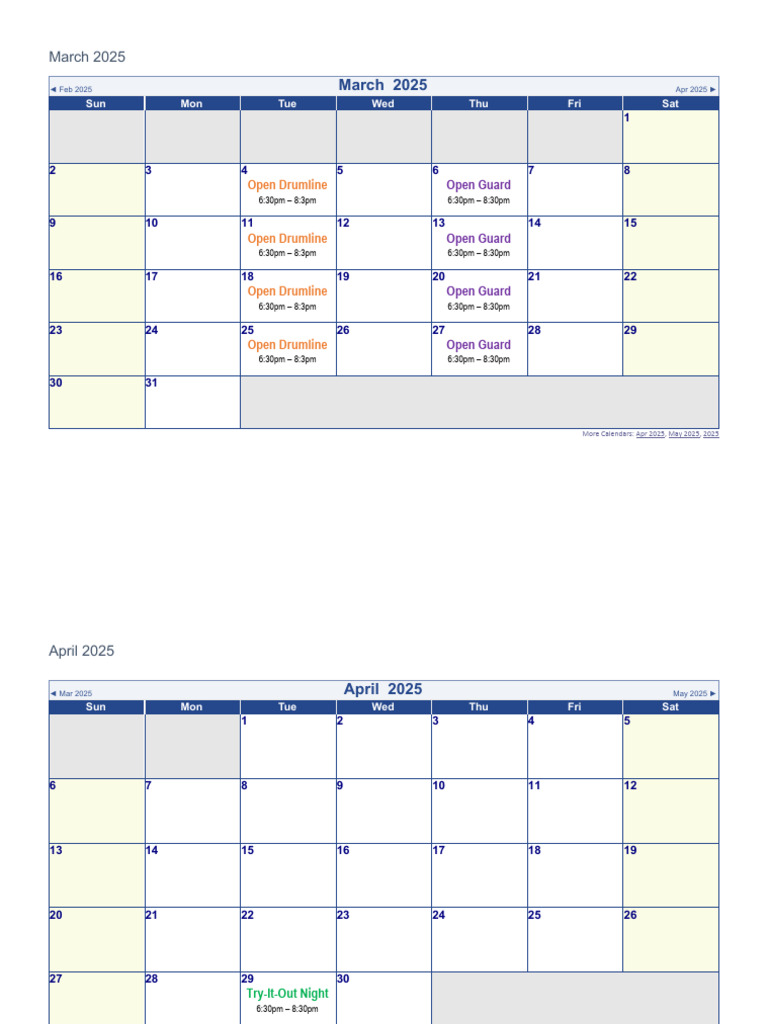 2025 CVHS Marching Band Calendar (Tentative) | PDF