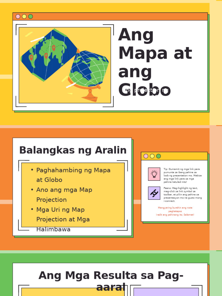 Mga Grid at Linya Mapa Mga Kasanayan Edukasyon Presentasyon | PDF