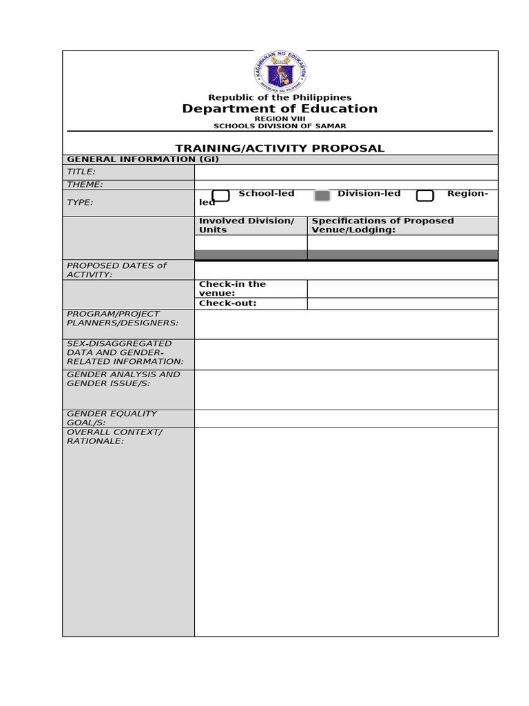 Training Activity Proposal Template | PDF