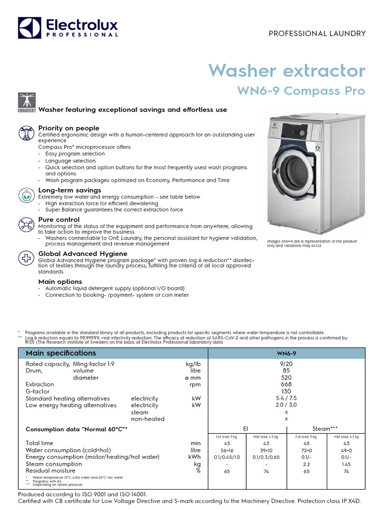 WN6-9 Washer Extractor Specifications | PDF | Washing Machine | Water ...
