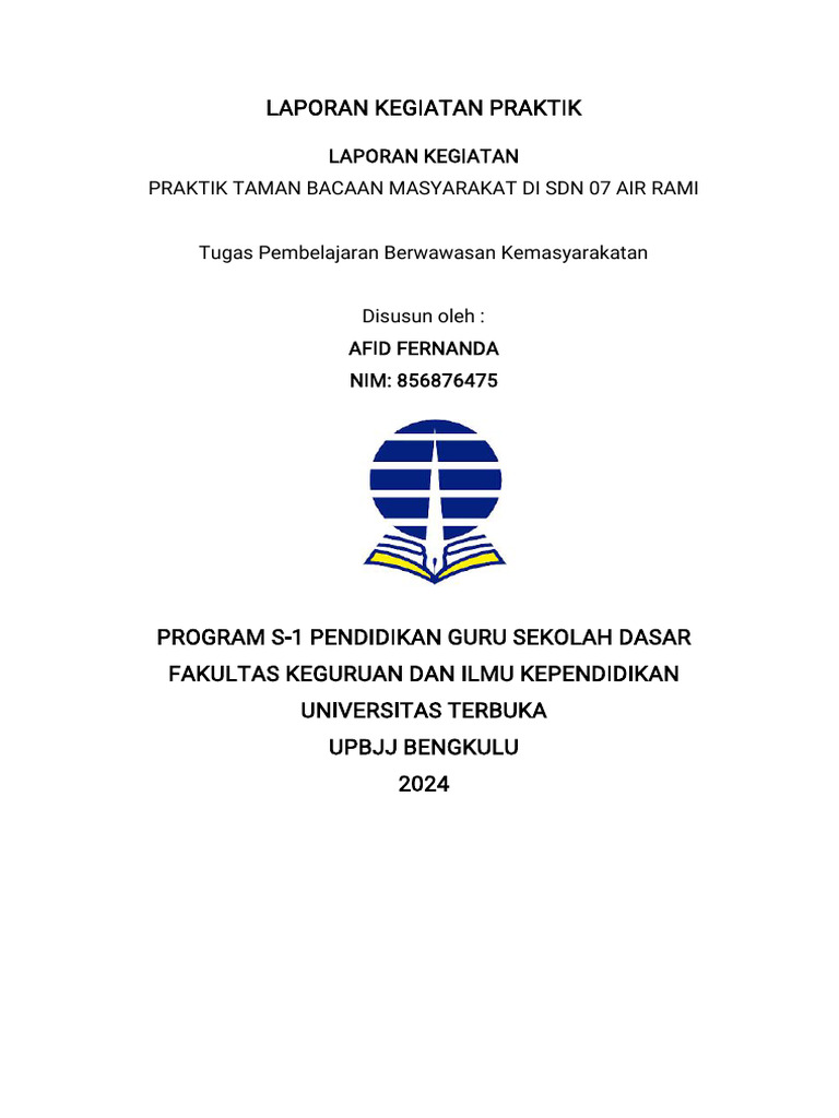 856876934_afid Fernanda_Laporan Kegiatan Praktik PBK | PDF