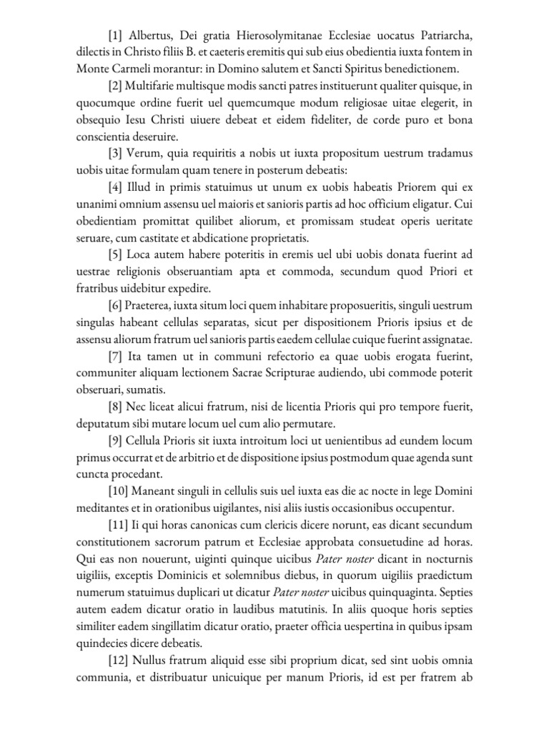 Latin TheRule Regula Sancti Alberti | PDF