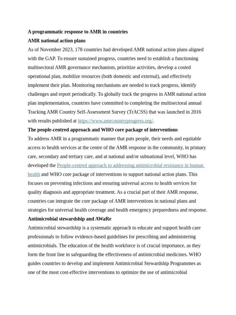 Programmatic AMR Response Strategies | PDF | Antimicrobial Resistance ...