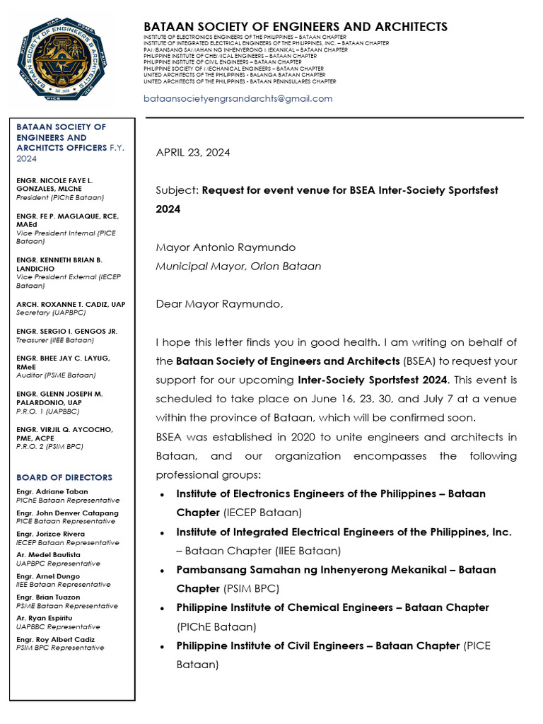 Kamalig Bsea Venue Letter | PDF | Economy Of The Philippines | Philippines