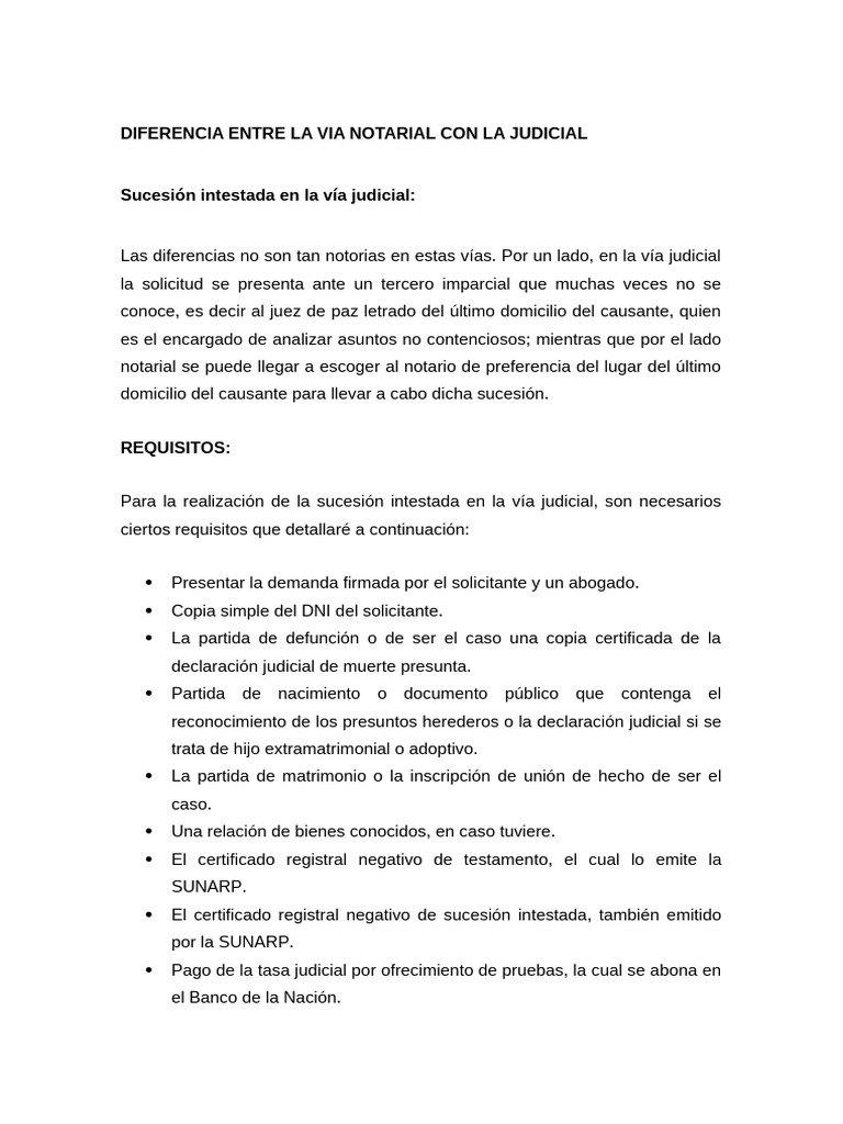 Diferencias entre sucesión notarial y judicial | PDF | Intestacy | Justicia