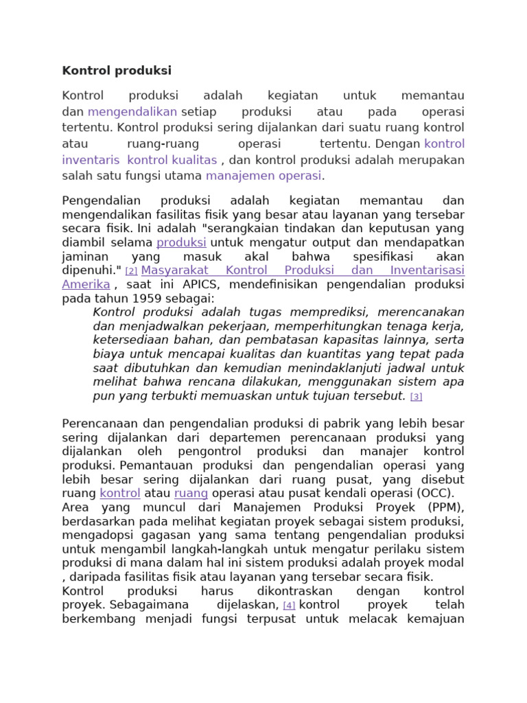 Materi Kontrol Produksi | PDF