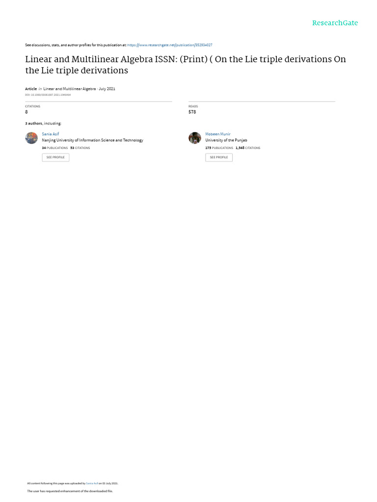 On The Lie Triple Derivations Lama | PDF | Ring (Mathematics) | Field ...