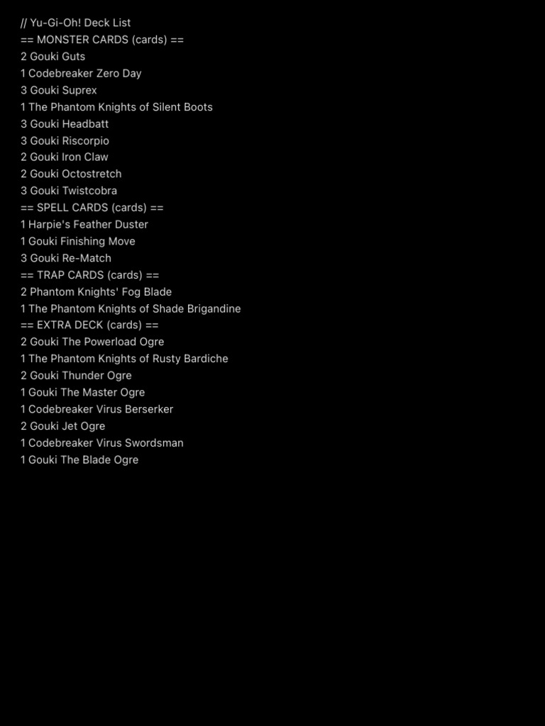 Yu-Gi-Oh! Deck List | PDF