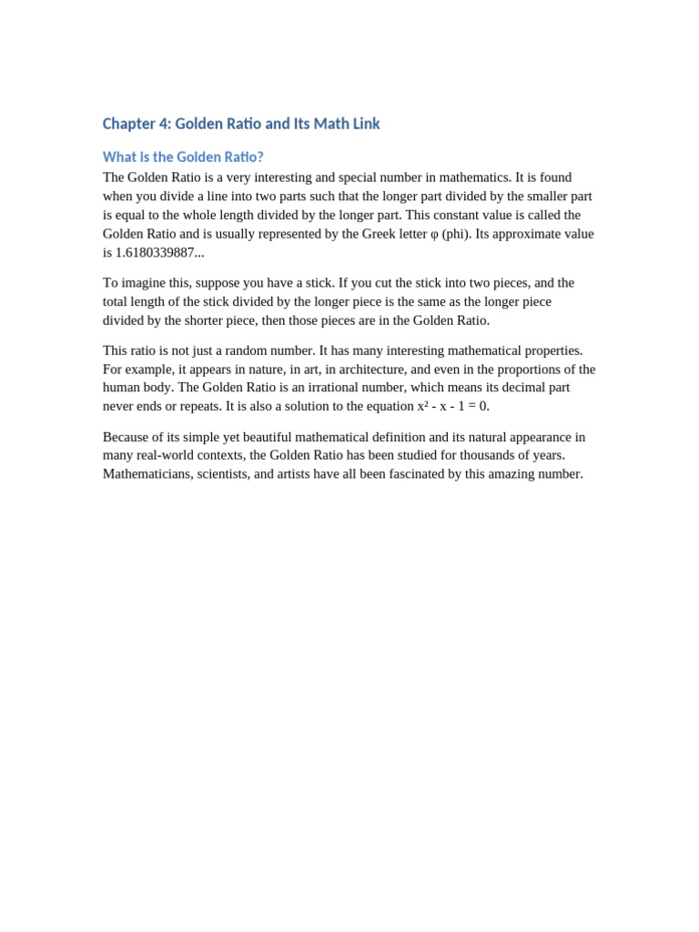 Golden Ratio Chapter4 FullLength | PDF | Ratio | Numbers