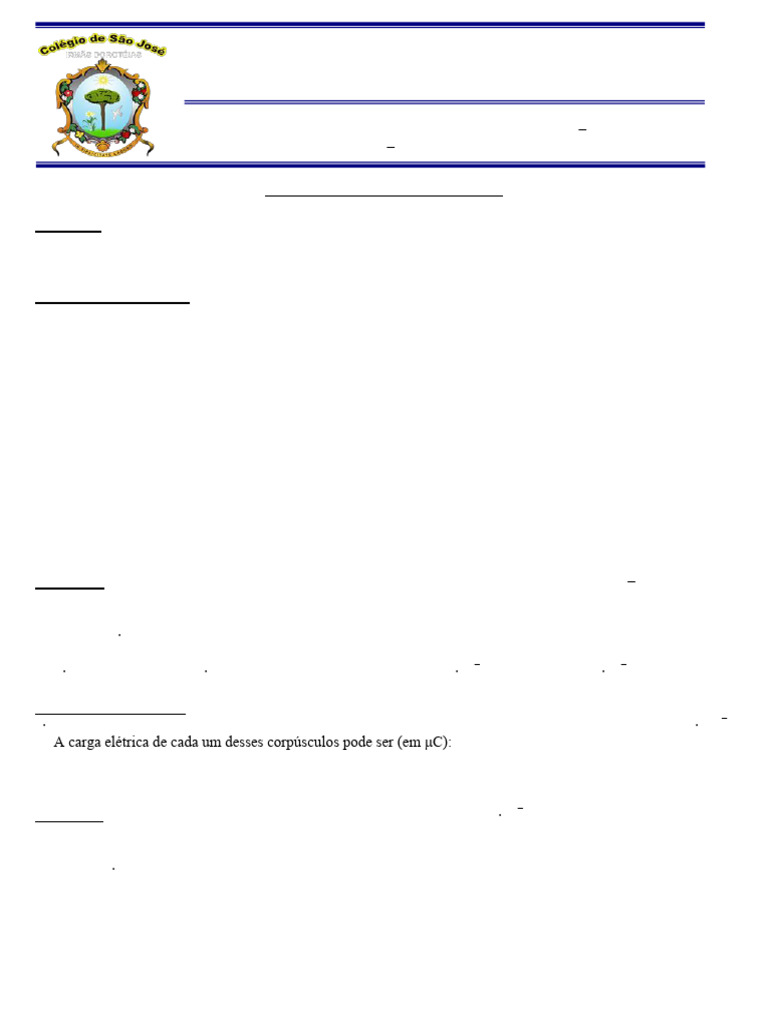 Ficha Eletrost-Tica Lei Coulomb | PDF | Carga elétrica | Física de ...