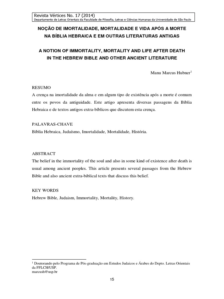 Nocao de Imortalidade Mortalidade e Vida | PDF | Imortalidade | Torá
