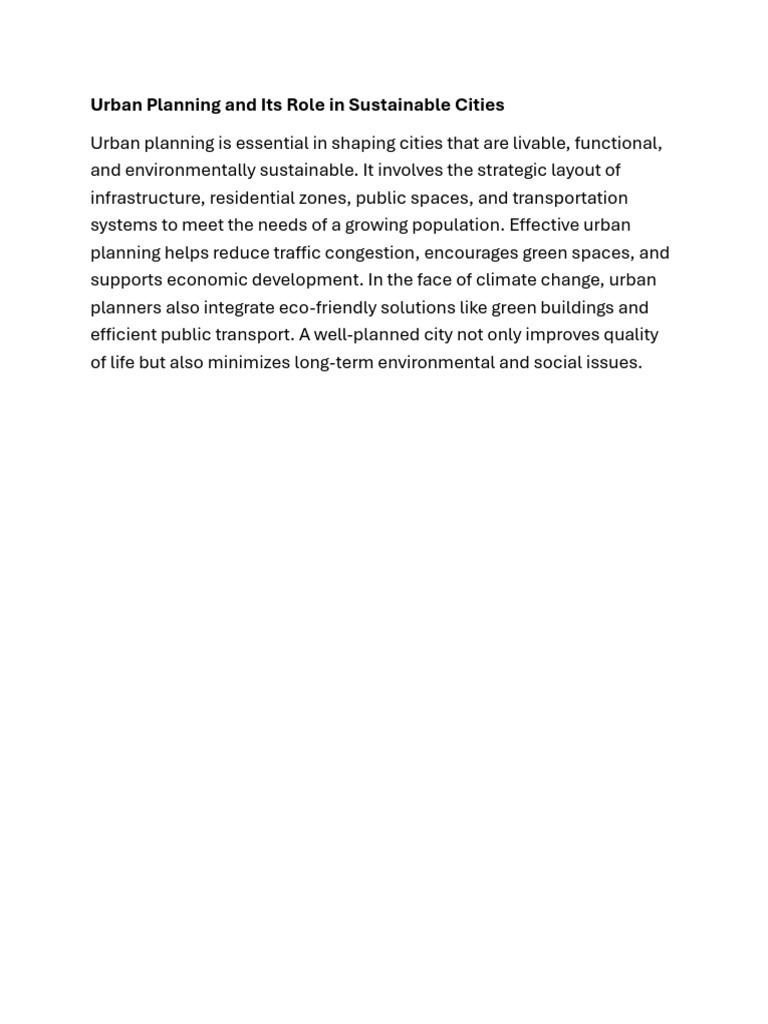 Urban Planning for Sustainable Cities | PDF