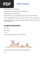 The Potential and Kinetic Energy in Roller Coasters | PDF