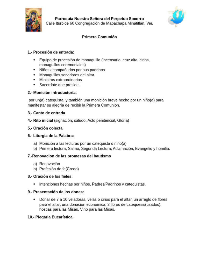 Oraciones para Primera Comunión Familiar | PDF