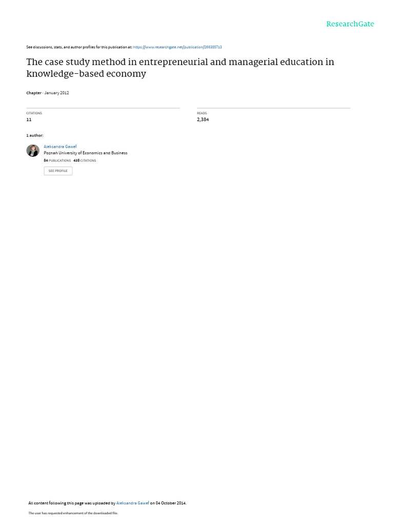 Case Study Method in Entrepreneurial and Managerial Education in ...