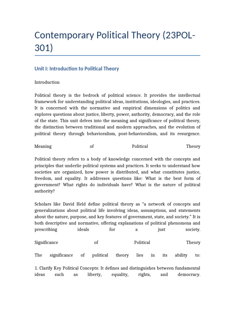 Understanding Political Theory Basics | PDF | Political Philosophy | Theory