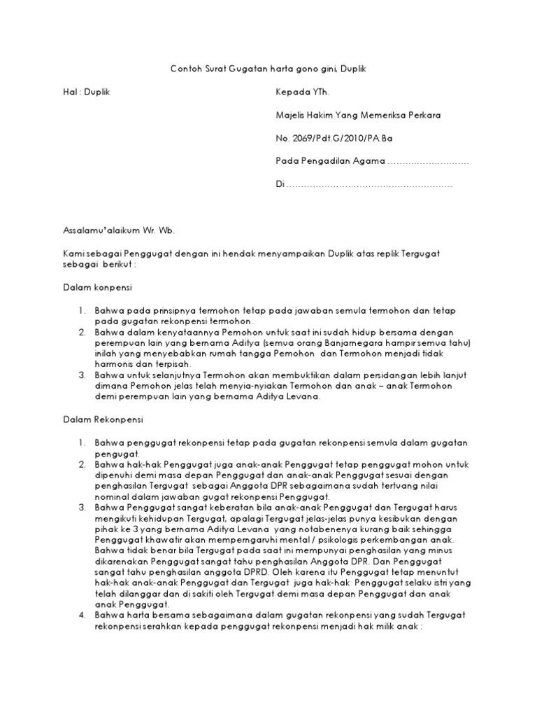 Inilah 6+ Contoh Surat Gugatan Harta Warisan Terlengkap - Contoh Surat ...