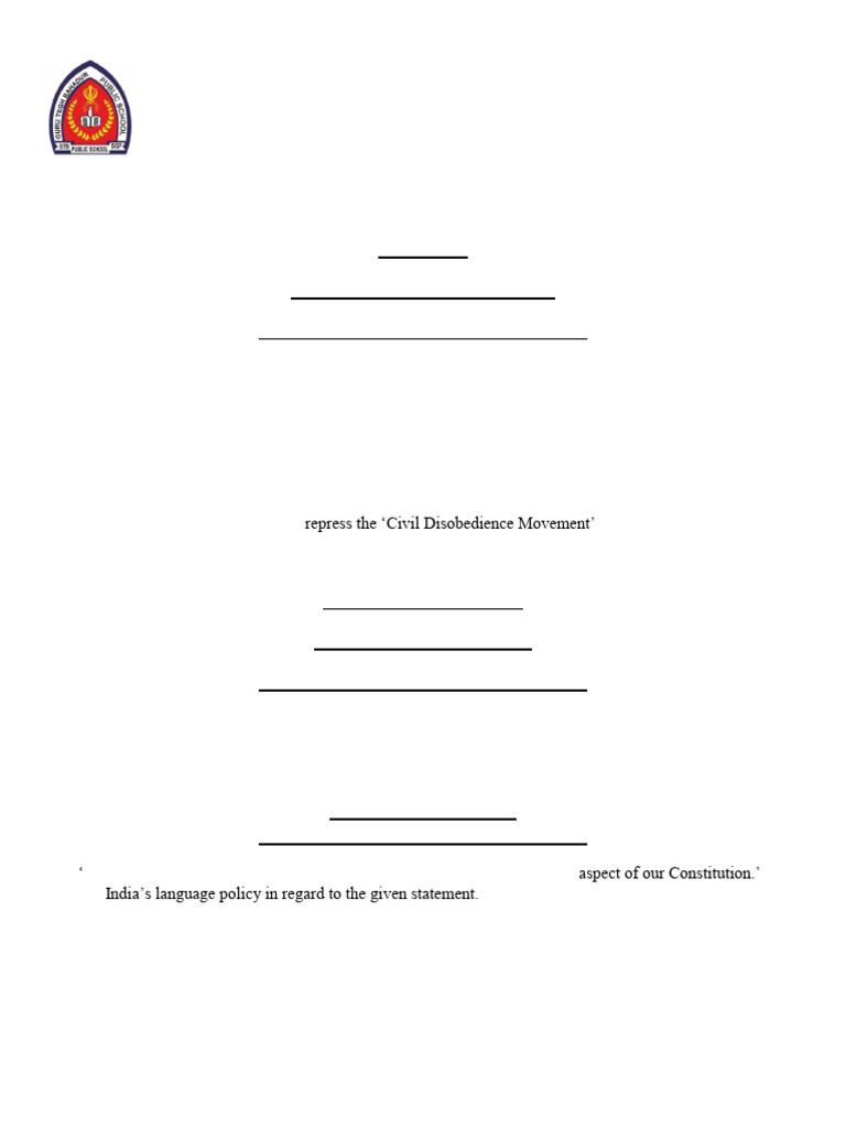 10 SSC Holiday Homework (25-26) - 1 | PDF | Civil Disobedience ...